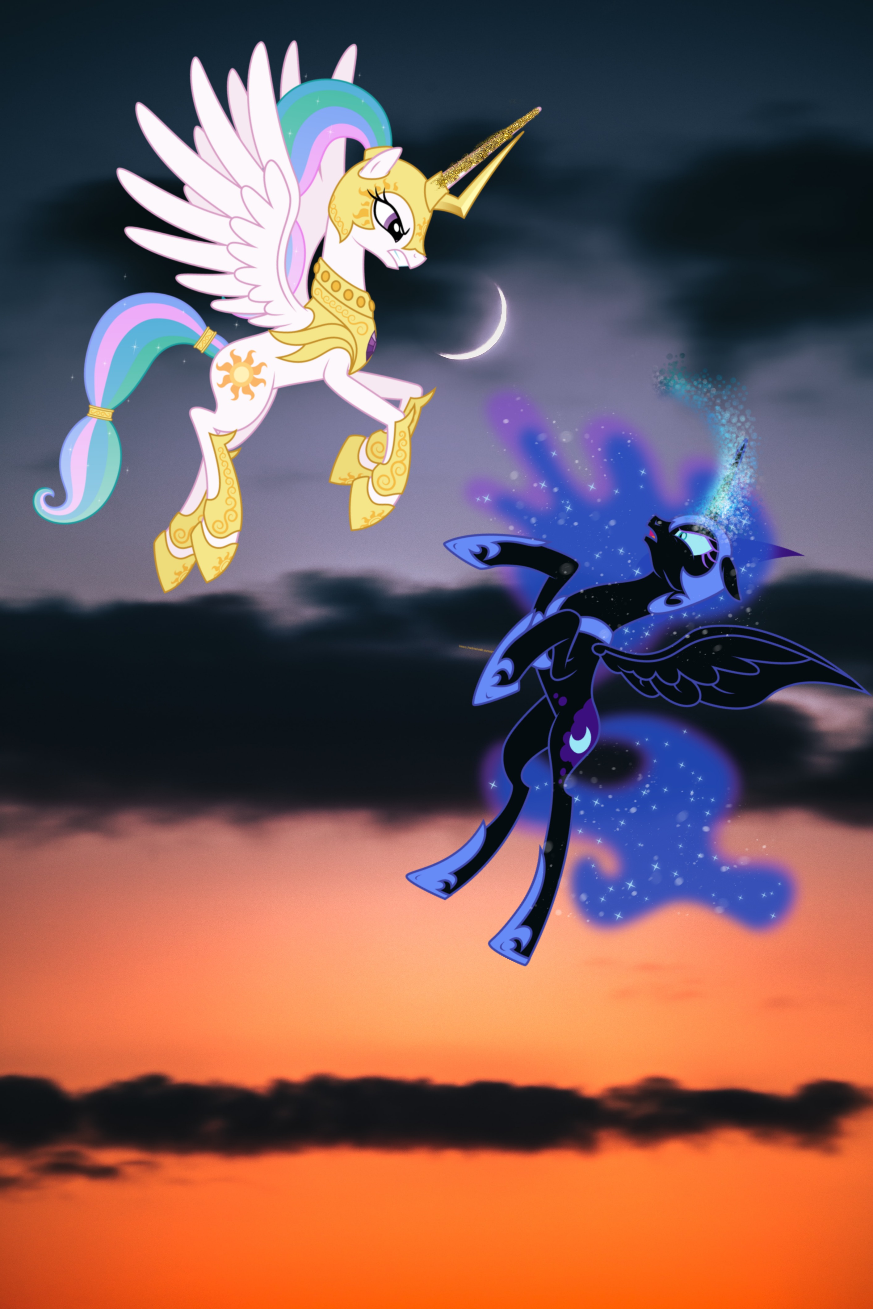 Princess Luna And Nightmare Moon Fighting